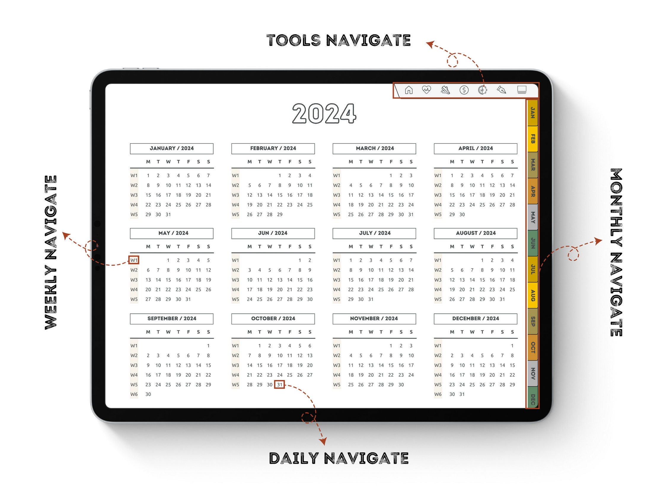 2024 Goodnotes Digital Planner, Notability Planner Daily, Weekly ...