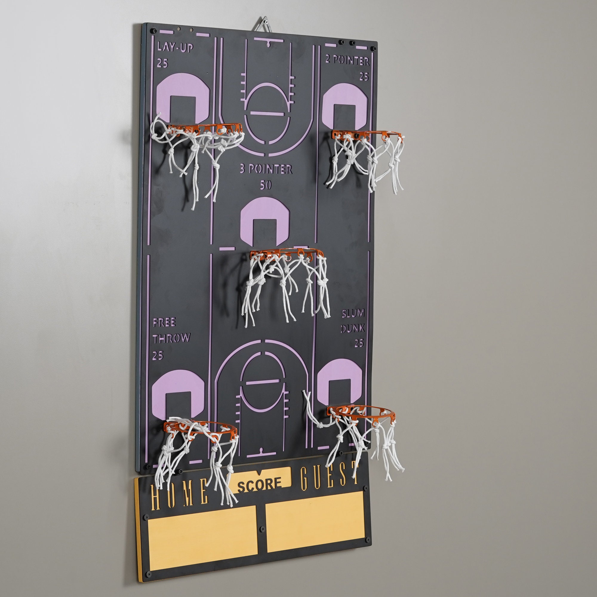 Basketball Game Metal Wall Art Game Room Decor Multi Hoop Bedroom Wall ...