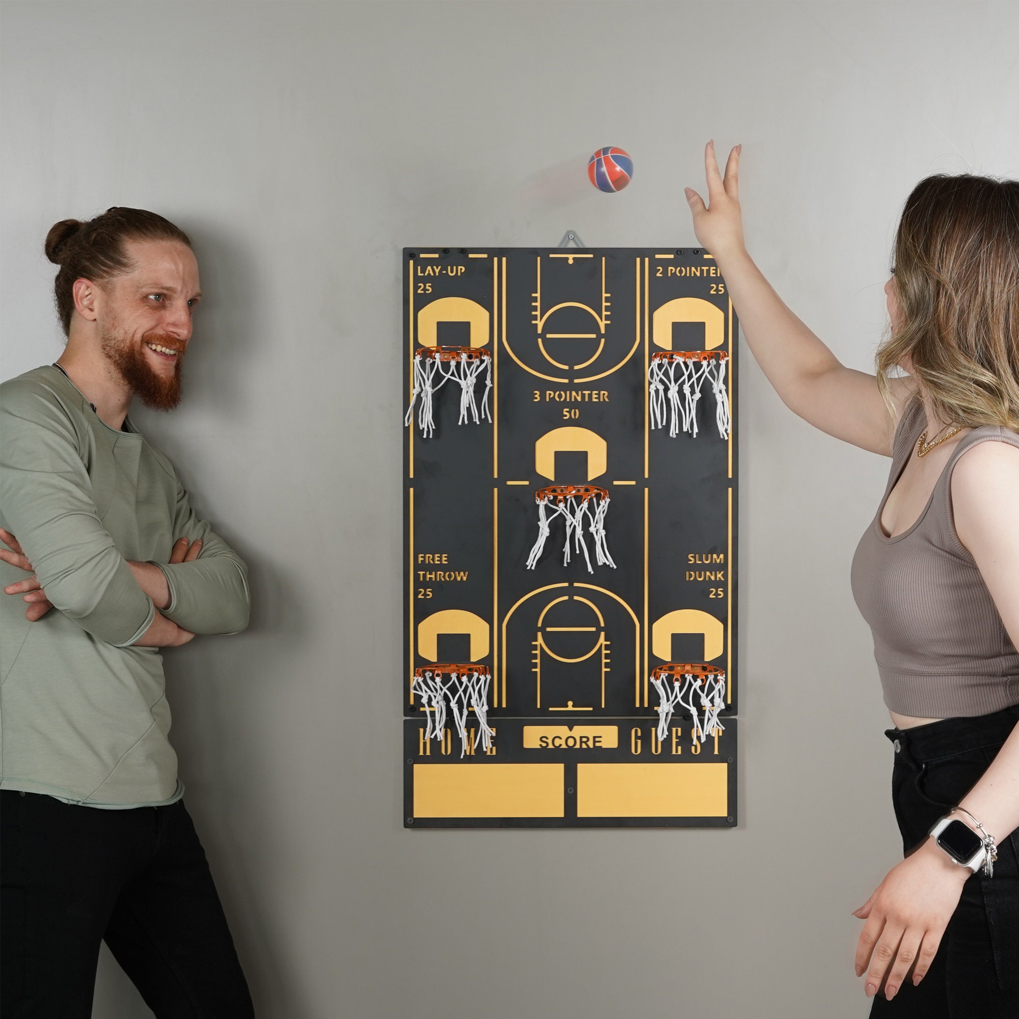 Basketball Game Metal Wall Art Game Room Decor Multi Hoop Bedroom Wall ...