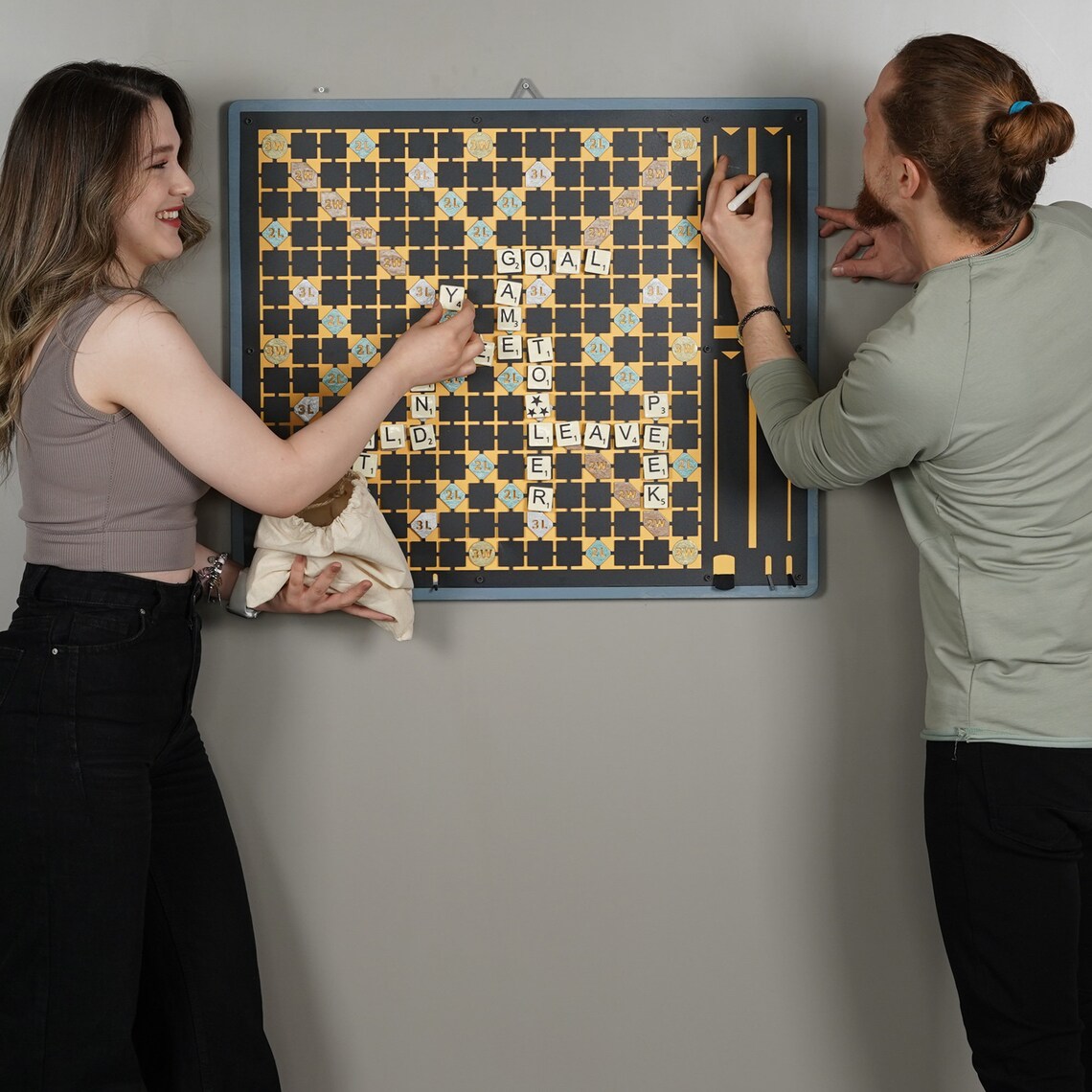 Scrabble Play on Wall Large Size Metal Wall Decor Art Magnetic Tiles ...