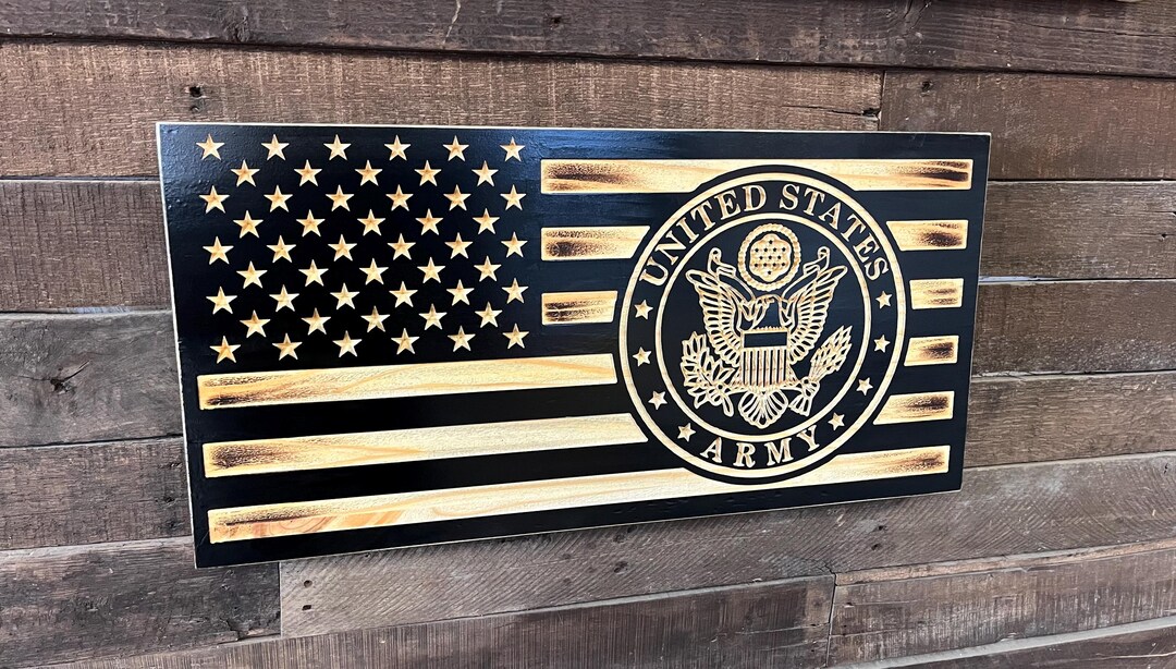 Army American Flag, U.S. Army Wood Flag, Personalized Flag, Rustic ...
