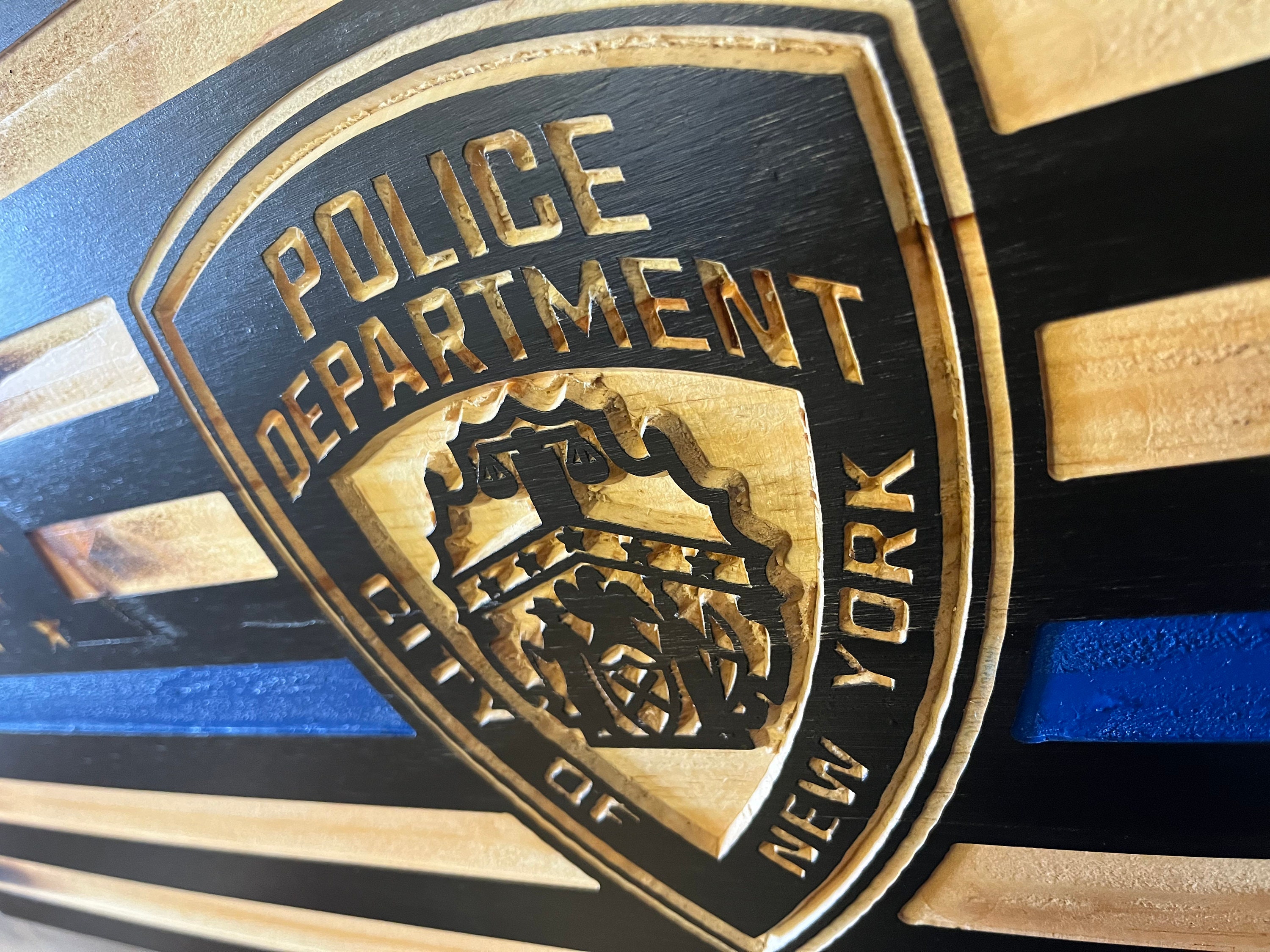 Personalized Police Badge American Flag: Rustic Law Enforcement Art - Etsy