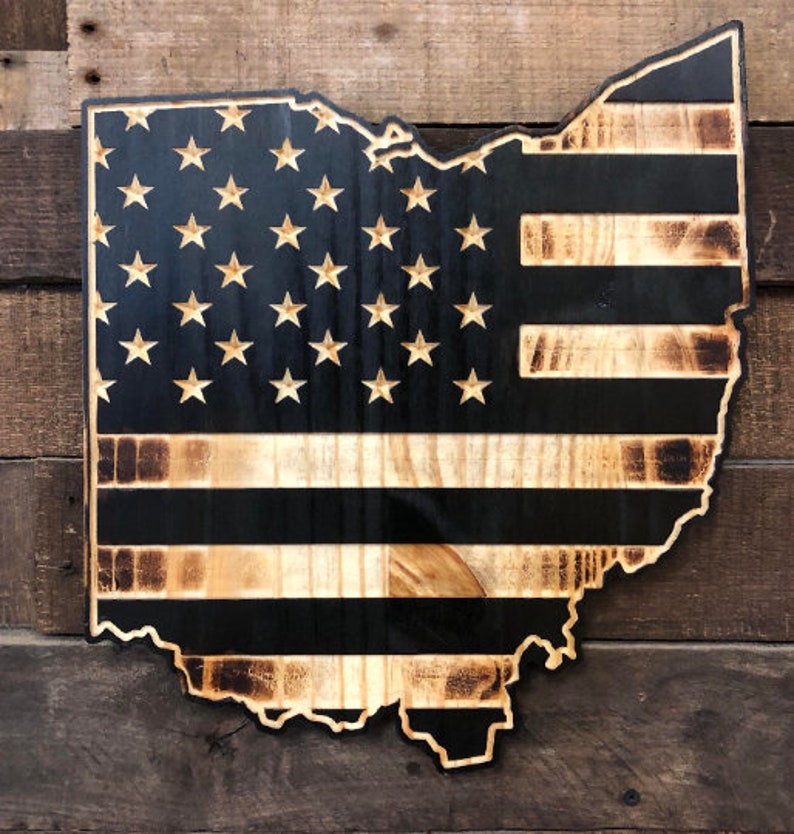 Ohio American Flag, Rustic Wood Flag, Personalized Flag - Etsy