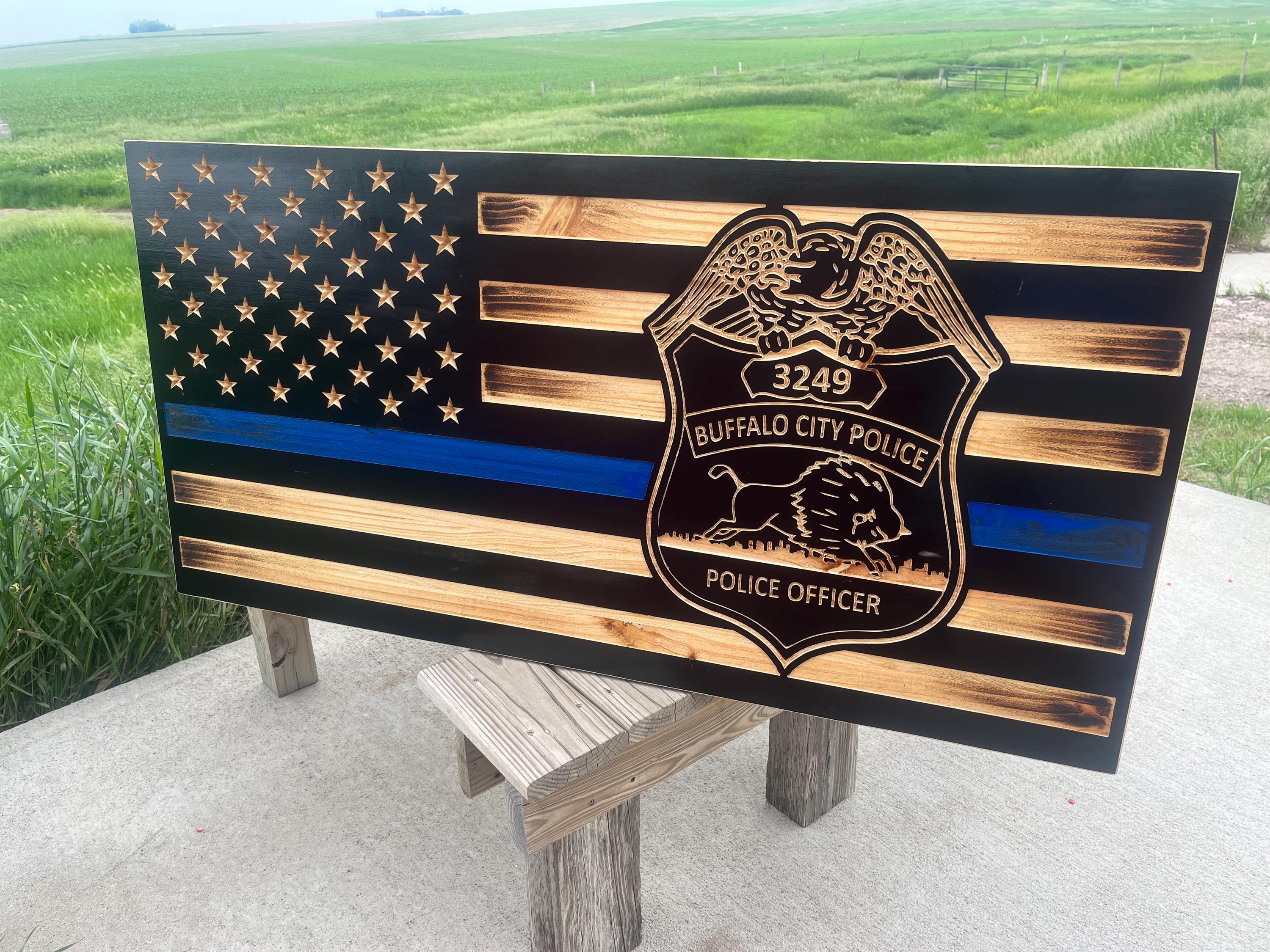 Personalized Police Badge American Flag: Rustic Law Enforcement Art - Etsy