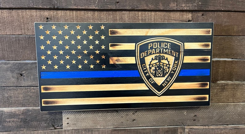 Personalized Police Badge American Flag: Rustic Law Enforcement Art - Etsy