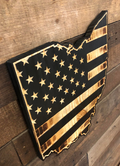 Ohio American Flag, Rustic Wood Flag, Personalized Flag - Etsy