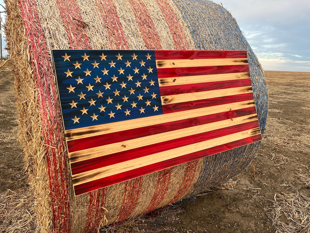 Rustic Wood American Flag: Solid Pine USA Wall Decor - Etsy