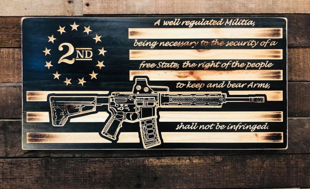 Rustic Wood American Flag, Patriotic Wall Art With 2nd Amendment ...