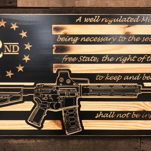 Rustic Wood American Flag, Patriotic Wall Art With 2nd Amendment ...