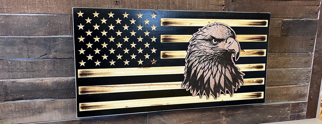 Bald Eagle American Flag, Laser Engraved Bald Eagle Sign, Patriotic ...