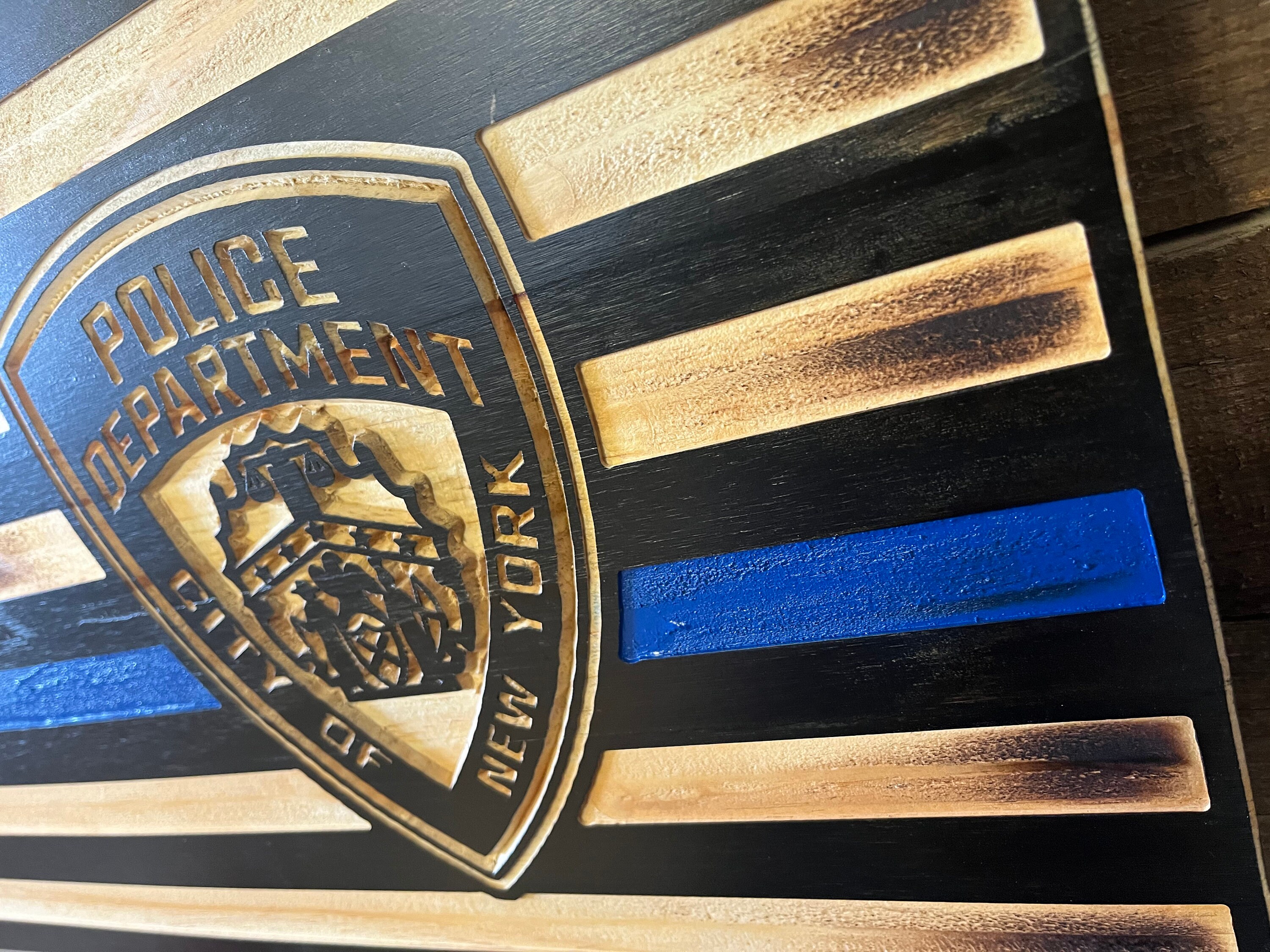 Personalized Police Badge American Flag: Rustic Law Enforcement Art - Etsy