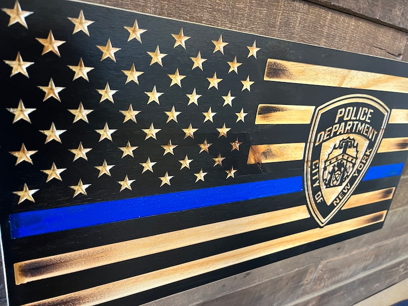 Personalized Police Badge American Flag: Rustic Law Enforcement Art - Etsy
