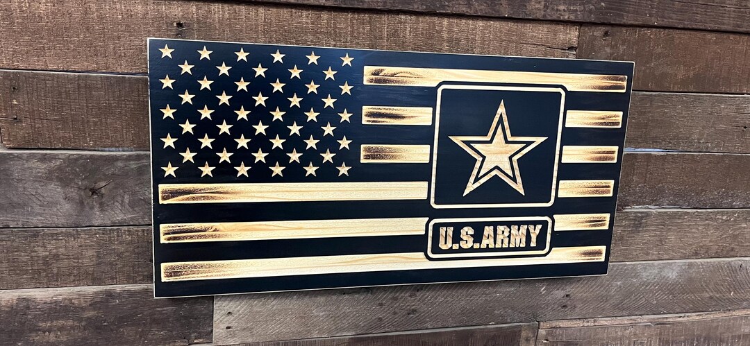 U.S. Army American Flag, U.S. Army Wood Flag, Personalized Flag, Rustic ...