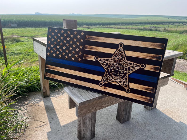 Personalized Police Badge American Flag: Rustic Law Enforcement Art - Etsy