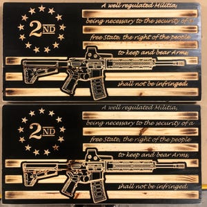 Rustic Wood American Flag, Patriotic Wall Art With 2nd Amendment ...