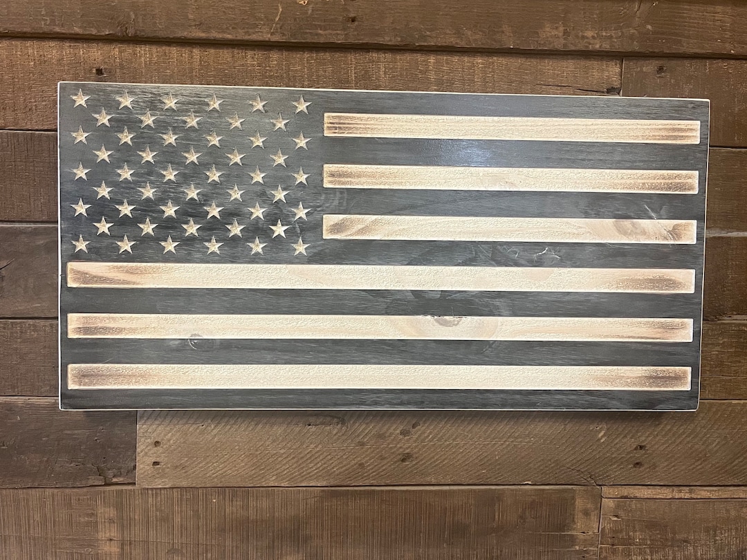 Rustic White Washed American Flag, White Washed Wood, Personalized Flag ...