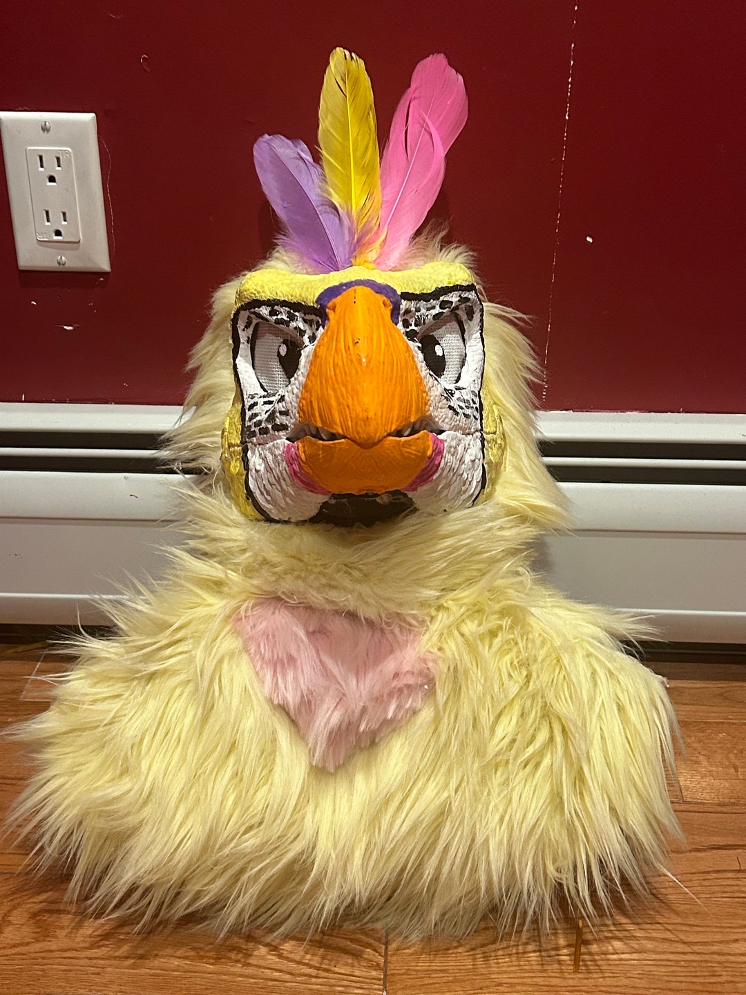 Fursuit Partial (yellow Bird With Pink Heart on Chest) - Etsy