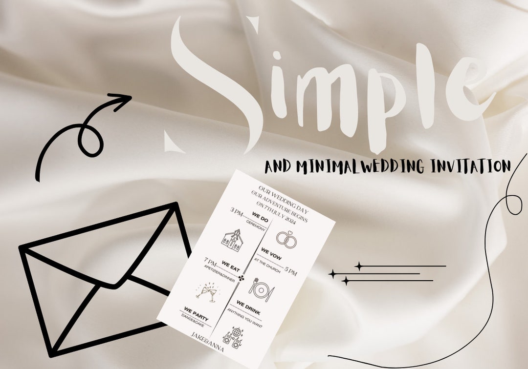 Digital Simple and Short Wedding Invitation Printable Minimal - Etsy