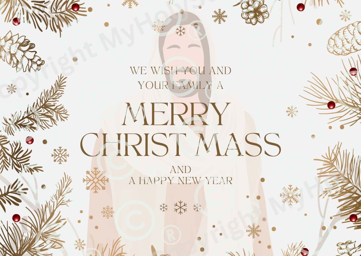 Christmas Card -christ Mass- Christian Card, White and Gold Card ...