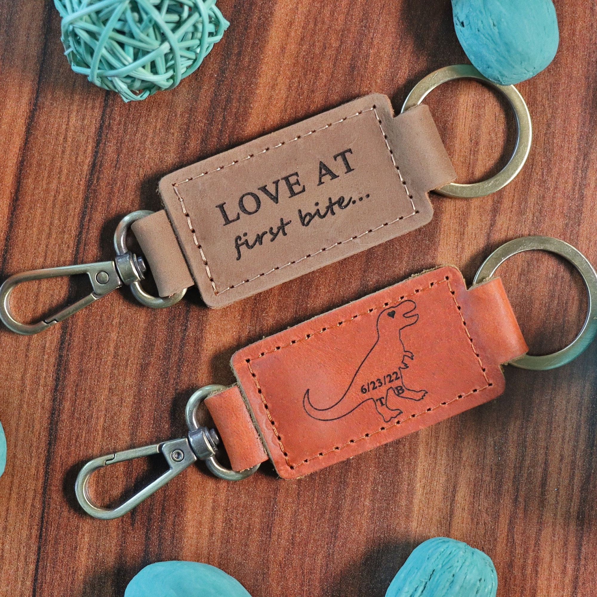 Dinosaur Keychain T Rex Keychain, 3rd Anniversary Gift, Leather ...