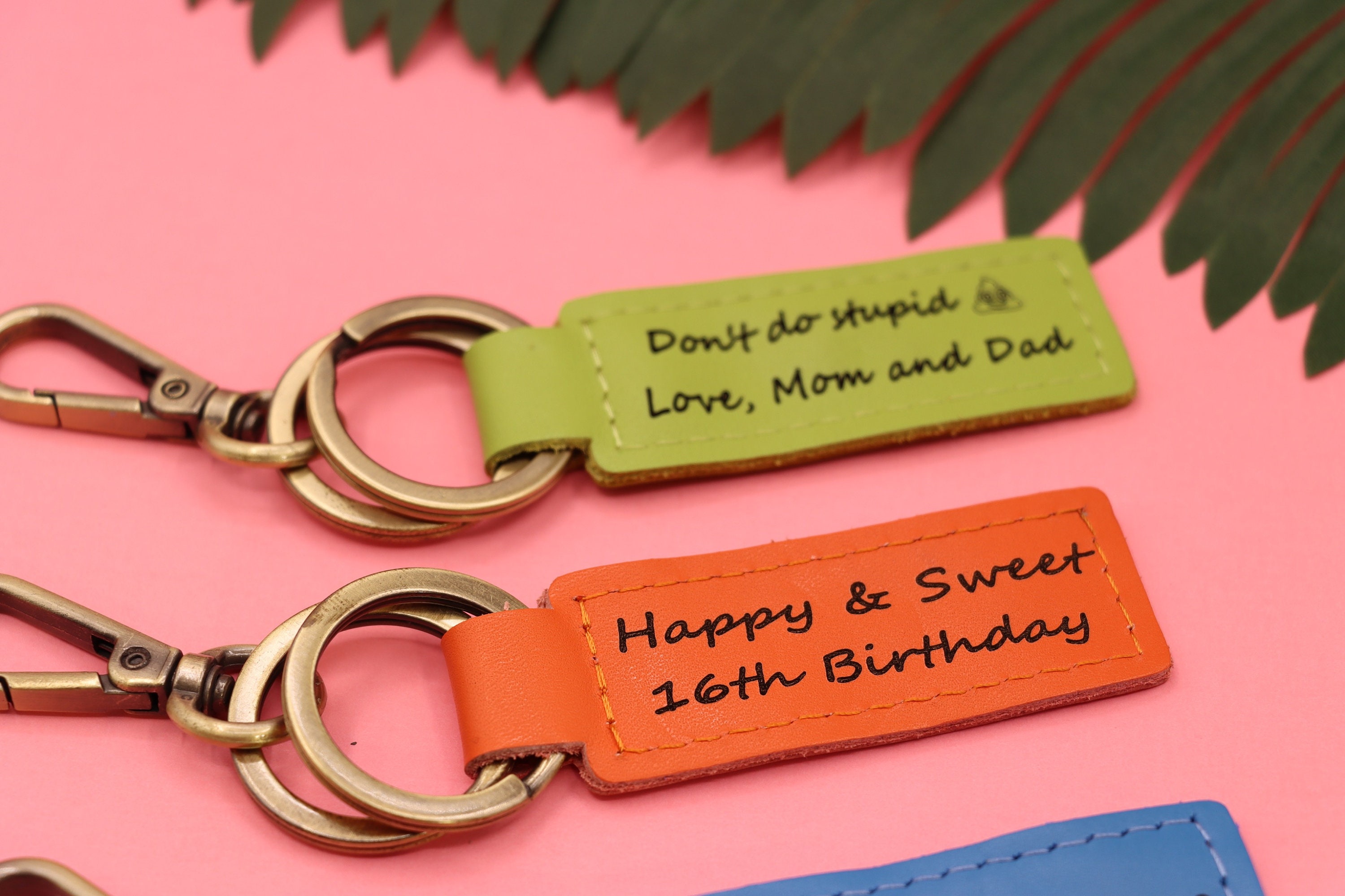 PERSONALIZED LEATHER KEYCHAIN, Graduation Gifts Under 10, Birthday ...