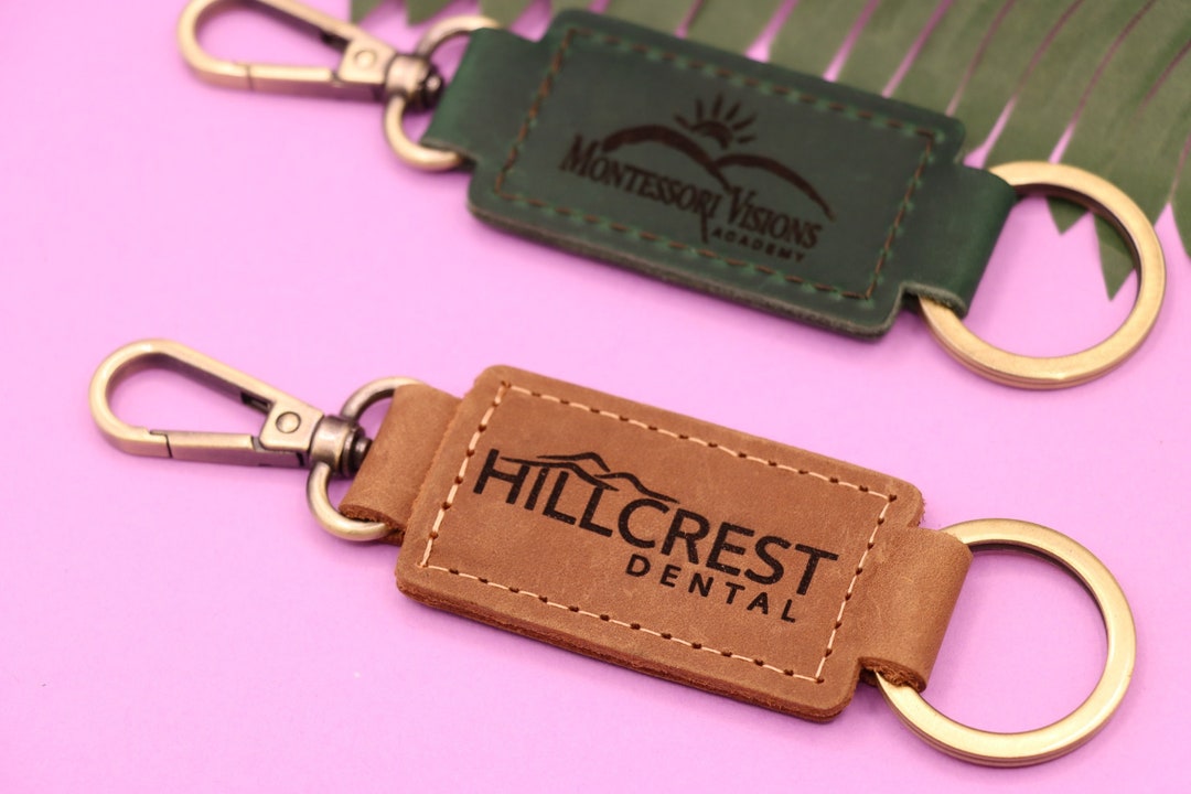Business Logo Keychain, Custom Leather Keychain - Etsy
