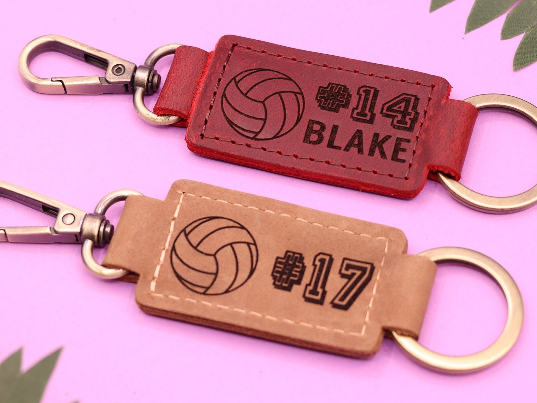 Personalized Volleyball Keychain Backpack Tags Leather - Etsy