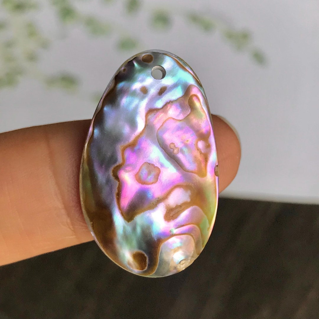 Freeform Oval Abalone Shell Pendant Charm - Etsy