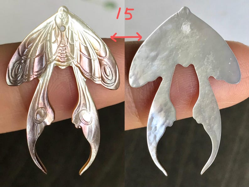 Carved Black Mother of Pearl Moth With Long Tails Charm - Etsy