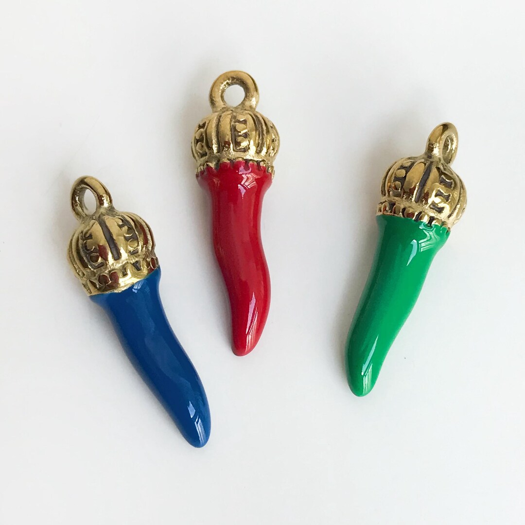 Gold Crowned Chili Charm: Stainless Steel Enamel Horn - Etsy