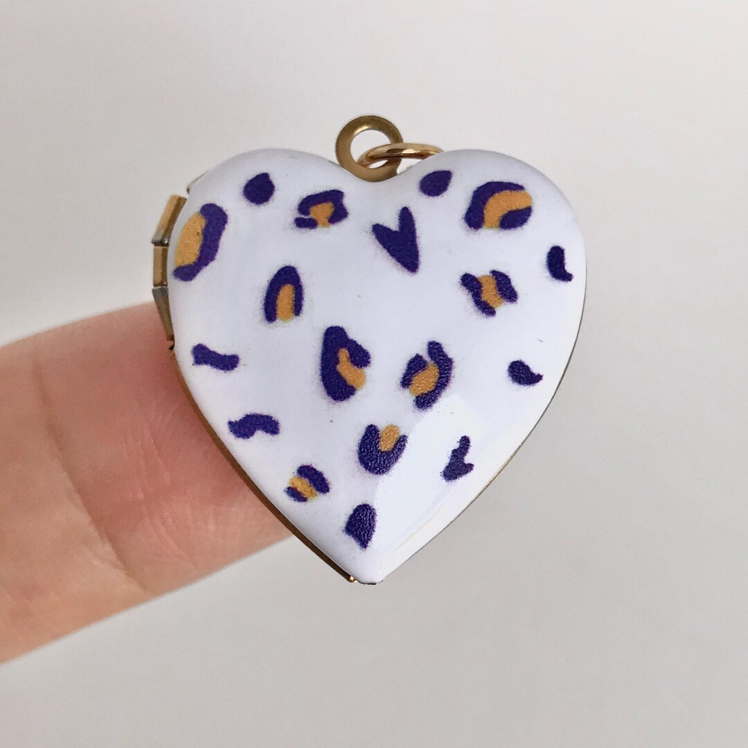 White Heart Locket Pendant: 18k Gold Plated Stainless Steel Enamel ...