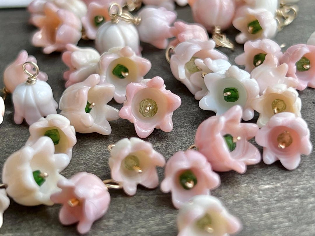 14k Gold Filled Wire Wrapped Queen Conch Lilly of the Vally Drop Charms ...