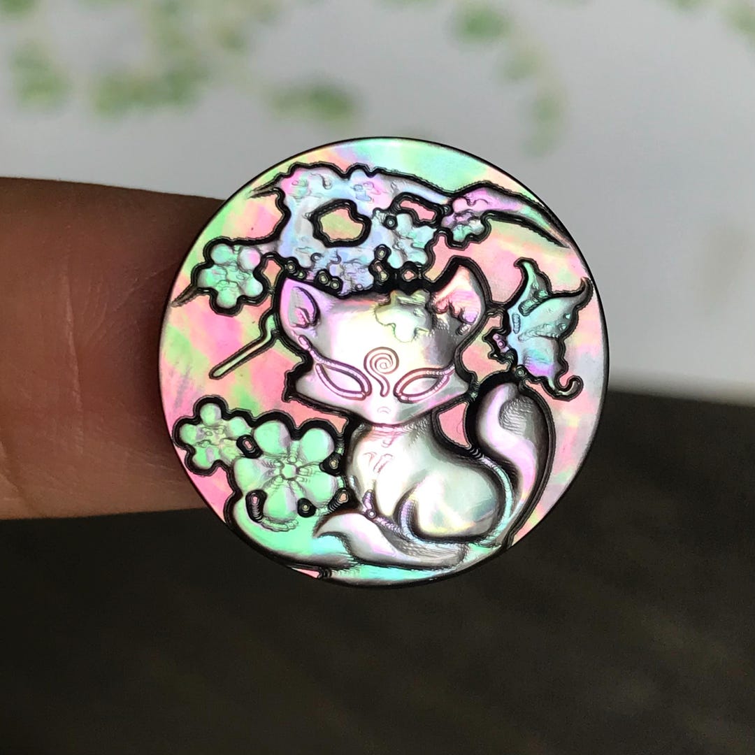 Black Mother of Pearl Fox Cameo: MOP Animal Themed Cabochon Charm - Etsy
