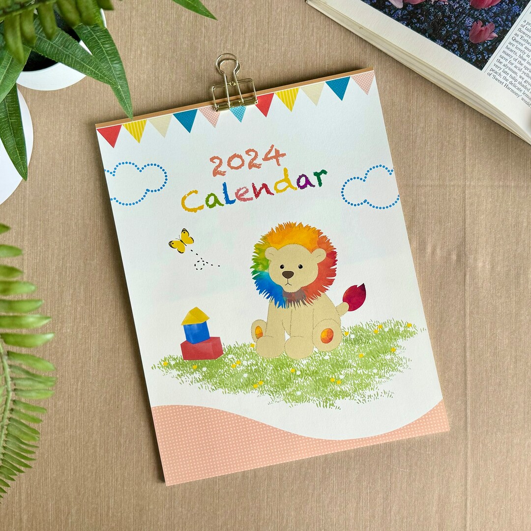 2024 Animal Calendar Kids Calendar Boys & Girls Nursery Wall Art ...