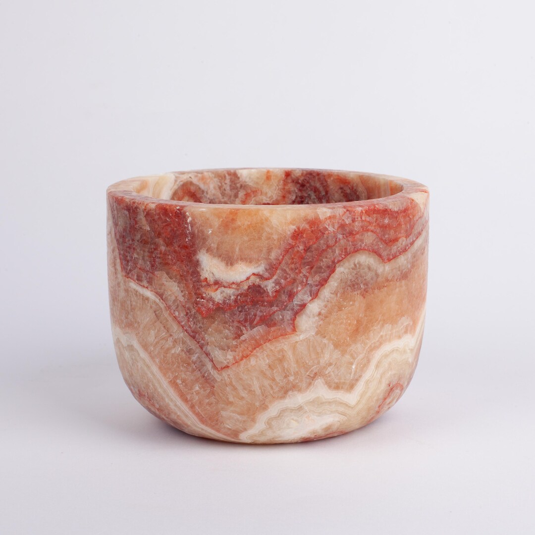 Pink / Rose Alabaster Cylinder Bowl / Hand Carved Onyx / Onyx ...