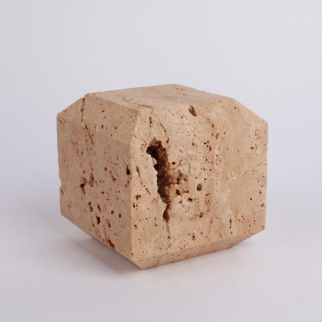 Beige Travertine Cube, 4" Inch Cube, Travertine Ornament, Marble ...