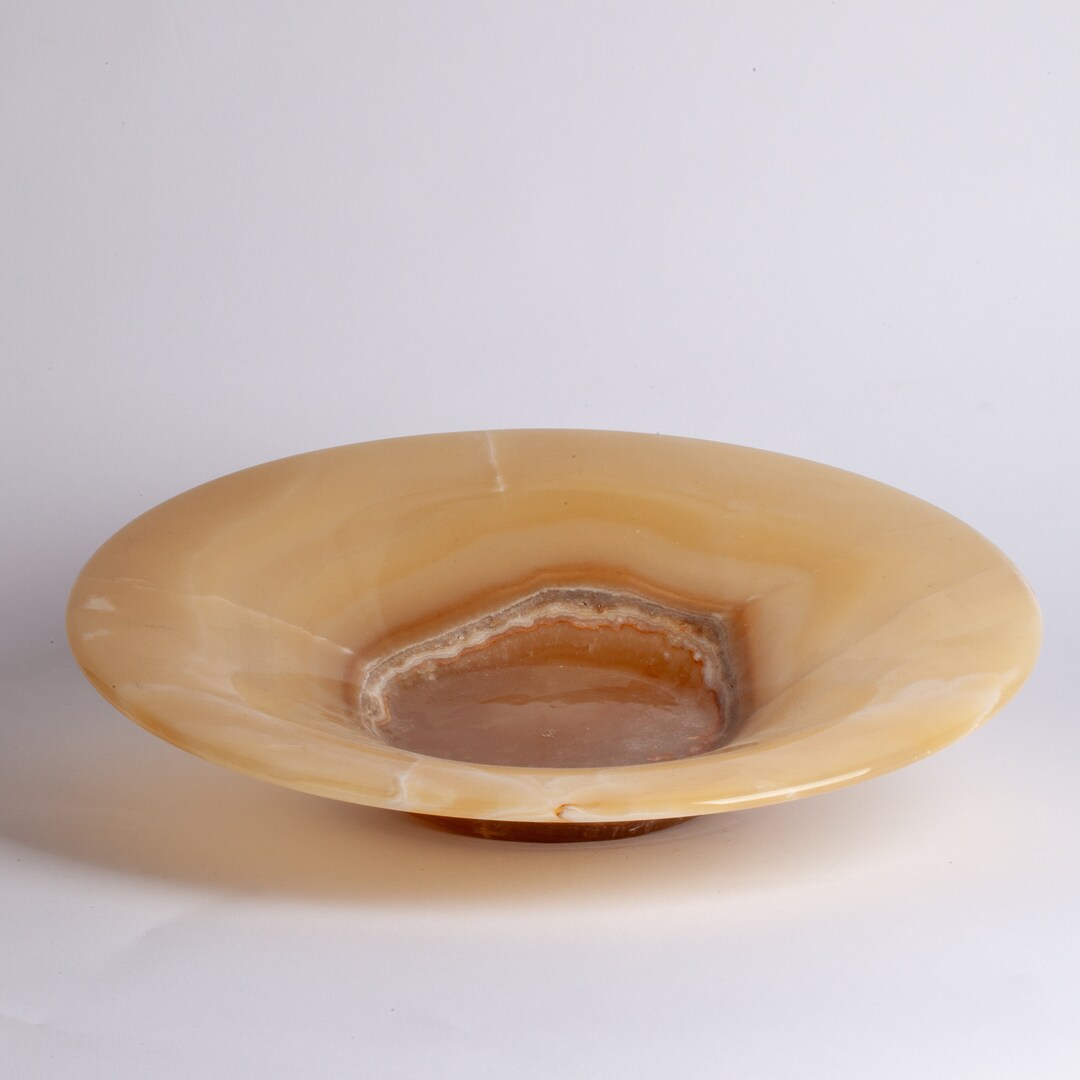 Yellow Alabaster Conical Plate / Hand Carved Onyx / Onyx Decoration ...
