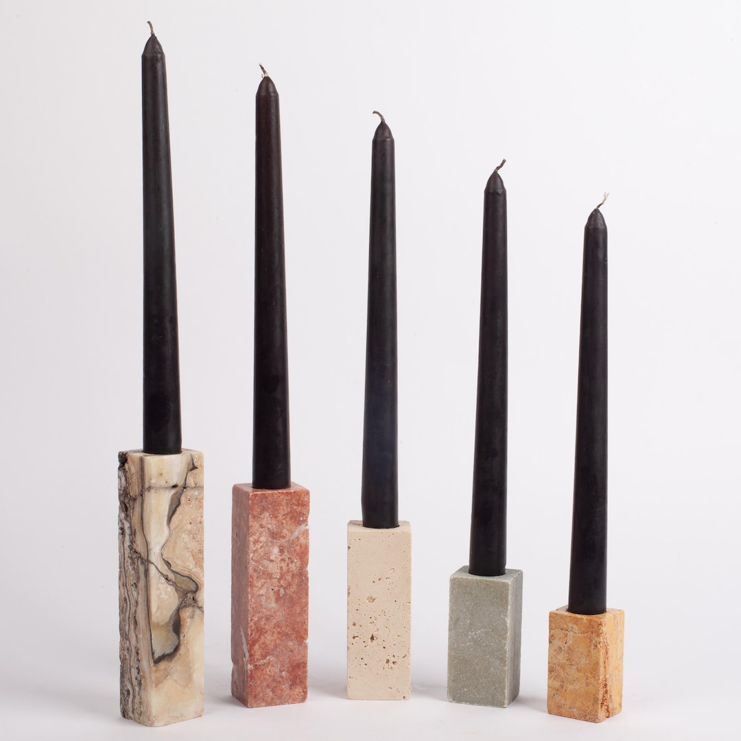 Natural Stone Candlestick Holder Travertine & Onyx, Matte Finish - Etsy