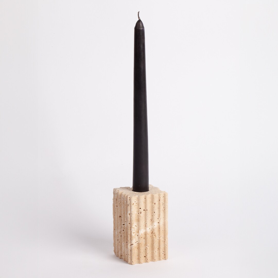Travertine Rectangle Candlestick Holder / Natural Stone Candlestick ...