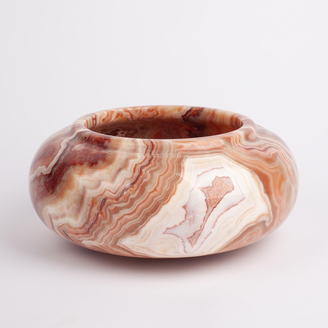 Pink / Rose Alabaster Bowl / Hand Carved Onyx / Onyx Decoration ...
