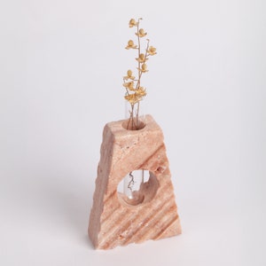 Handmade Travertine Planter With Glass Tube: Unique Stone Decor - Etsy