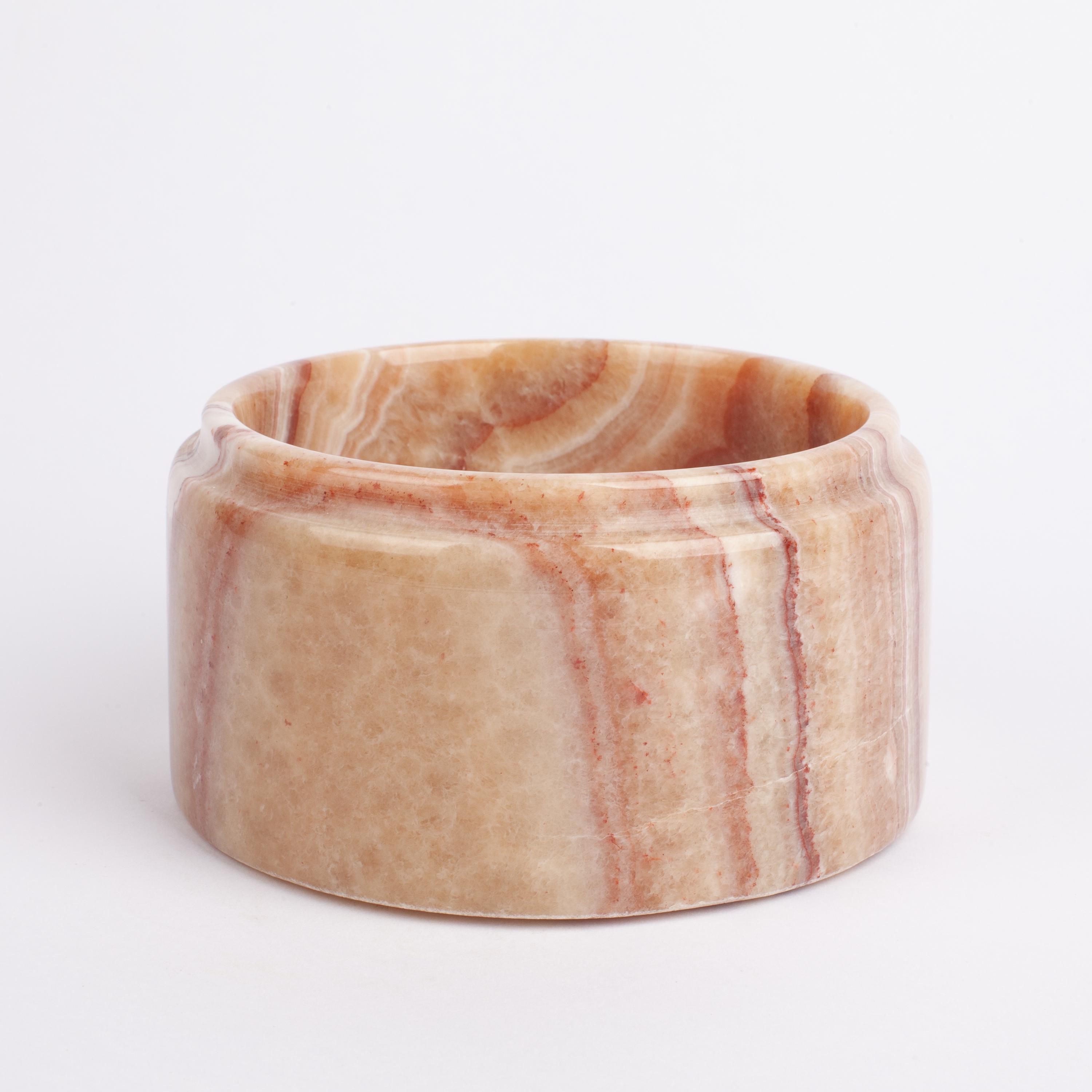 Hand Carved Pink Alabaster Cylinder Bowl Natural Stone Decoration - Etsy