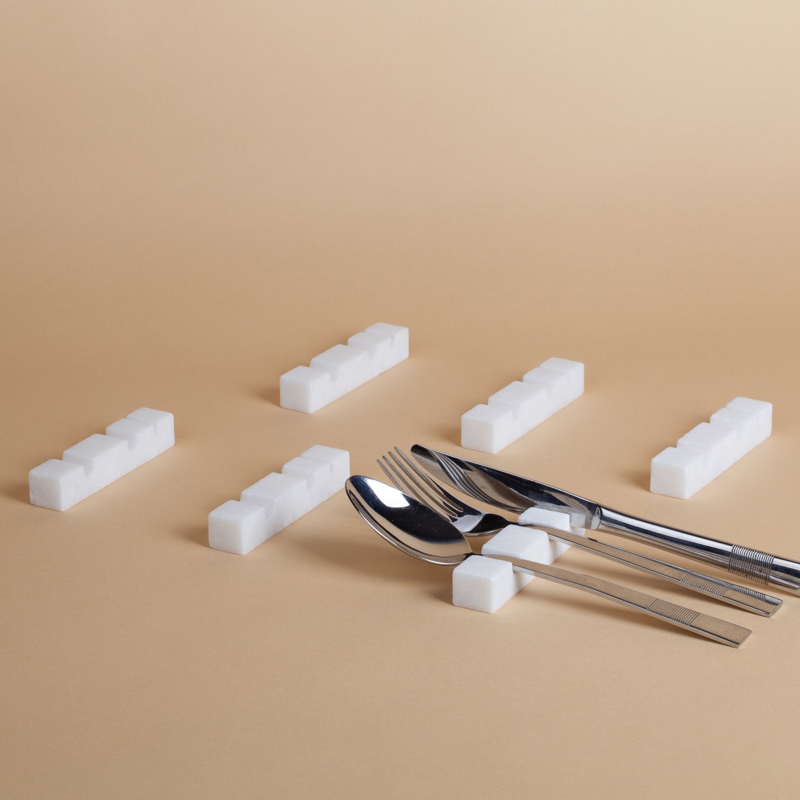 White Marble Cutlery Rest Set 6pcs/ Chopstick Rest / Marble Cutlery ...