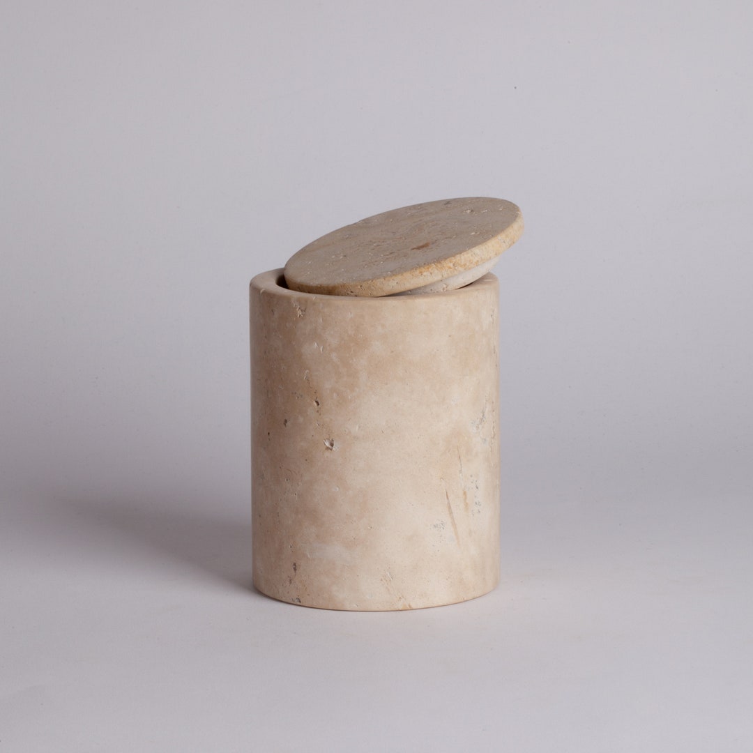Beige Travertine Container / Jar With Lid / Home Decoration / Marble ...