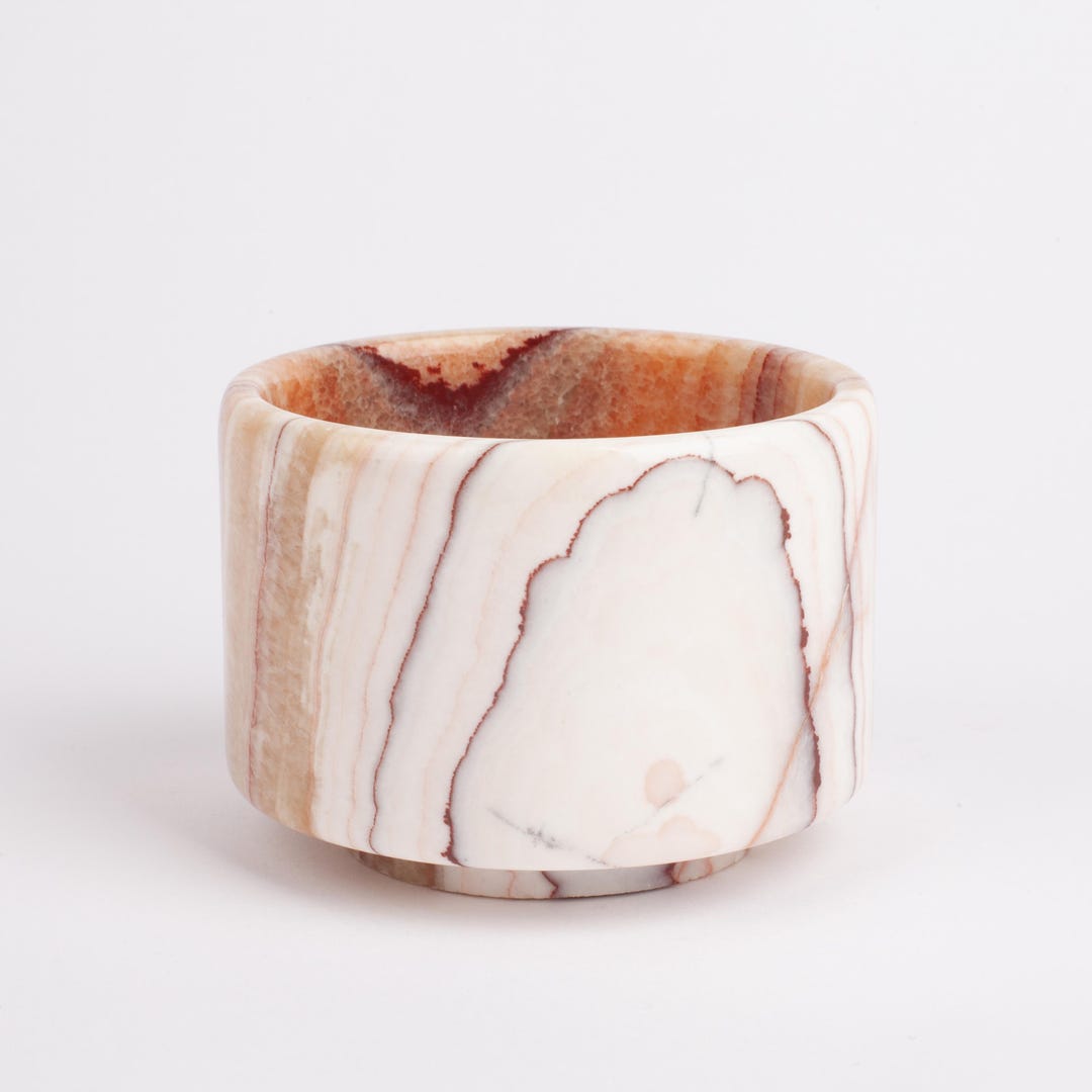 Pink / Rose Alabaster Cylinder Bowl / Hand Carved Onyx / Onyx ...