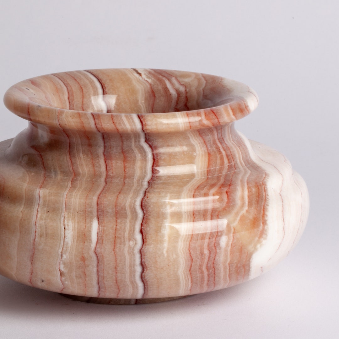Pink / Rose Alabaster Vase / Hand Carved Onyx / Onyx Decoration ...