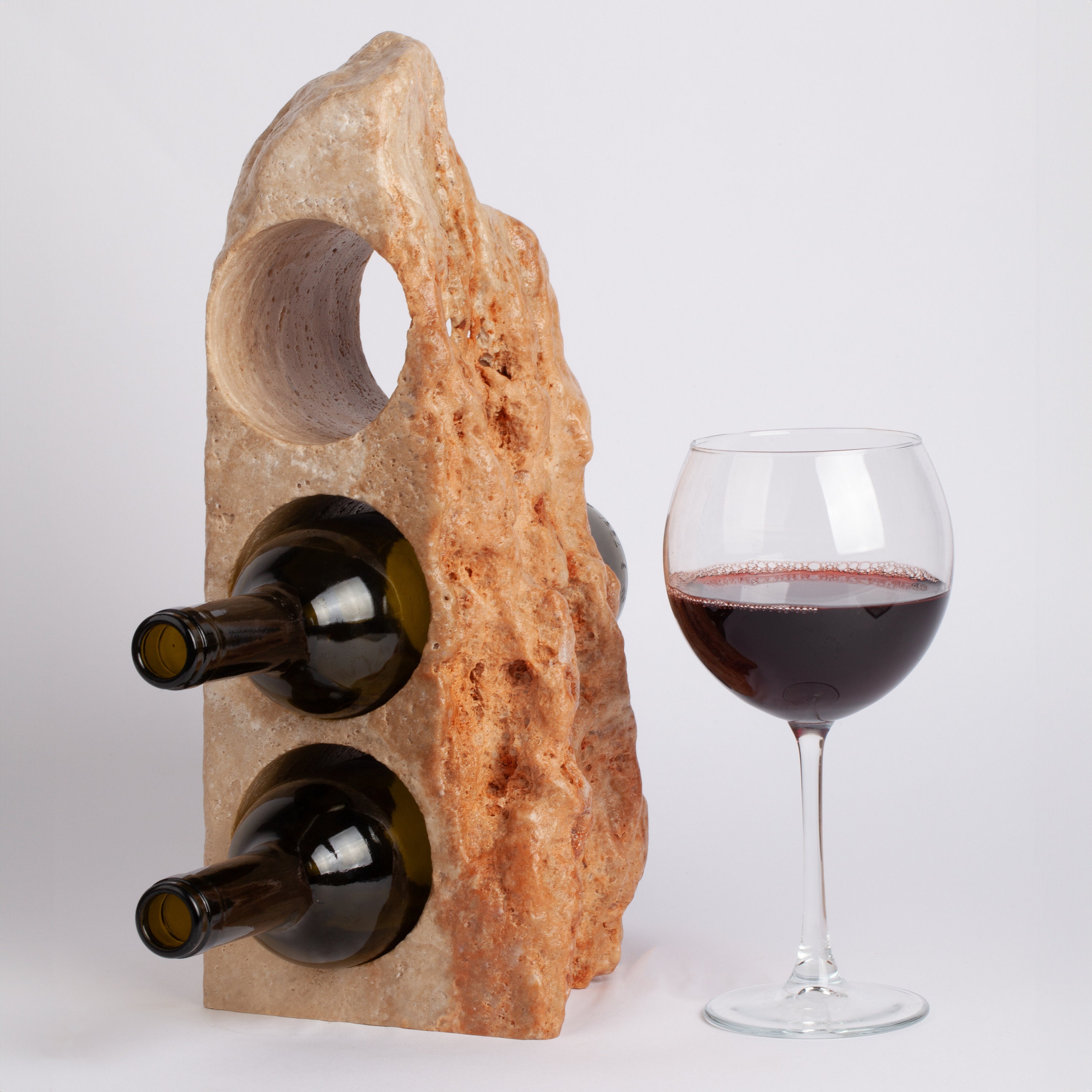Unique Travertine Wine Bottle Holder / Stone Wine Bottle Holder / Stone ...