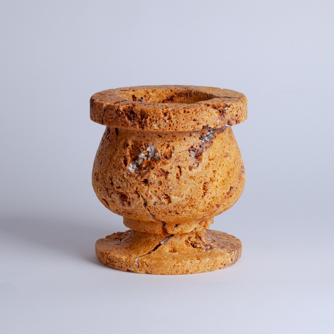 Orange Travertine Vase / One-of-a-kind Centerpiece / Home Decoration ...