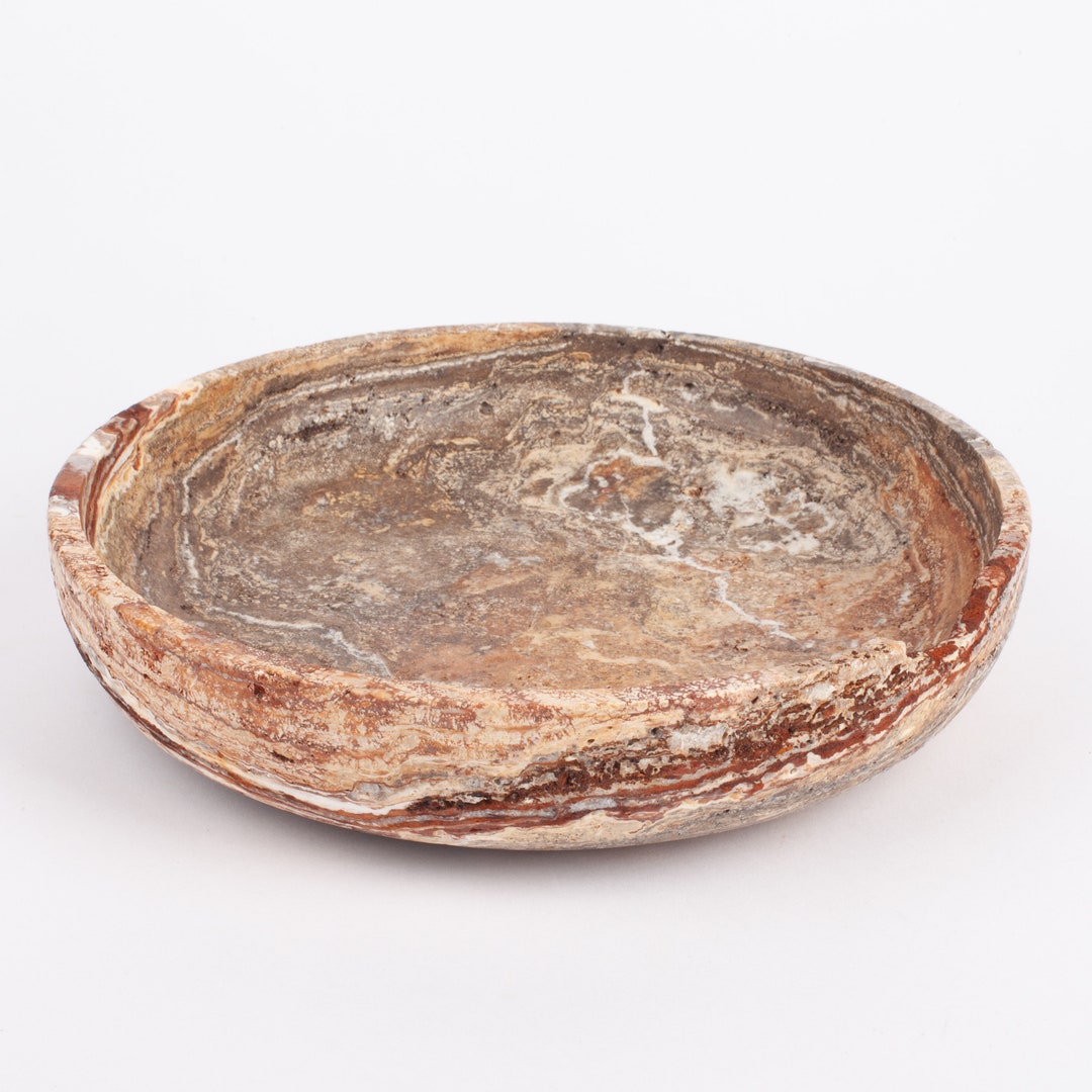 Leonardo Travertine Plate, One-of-a-kind Bowl, Natural Travertine Small ...