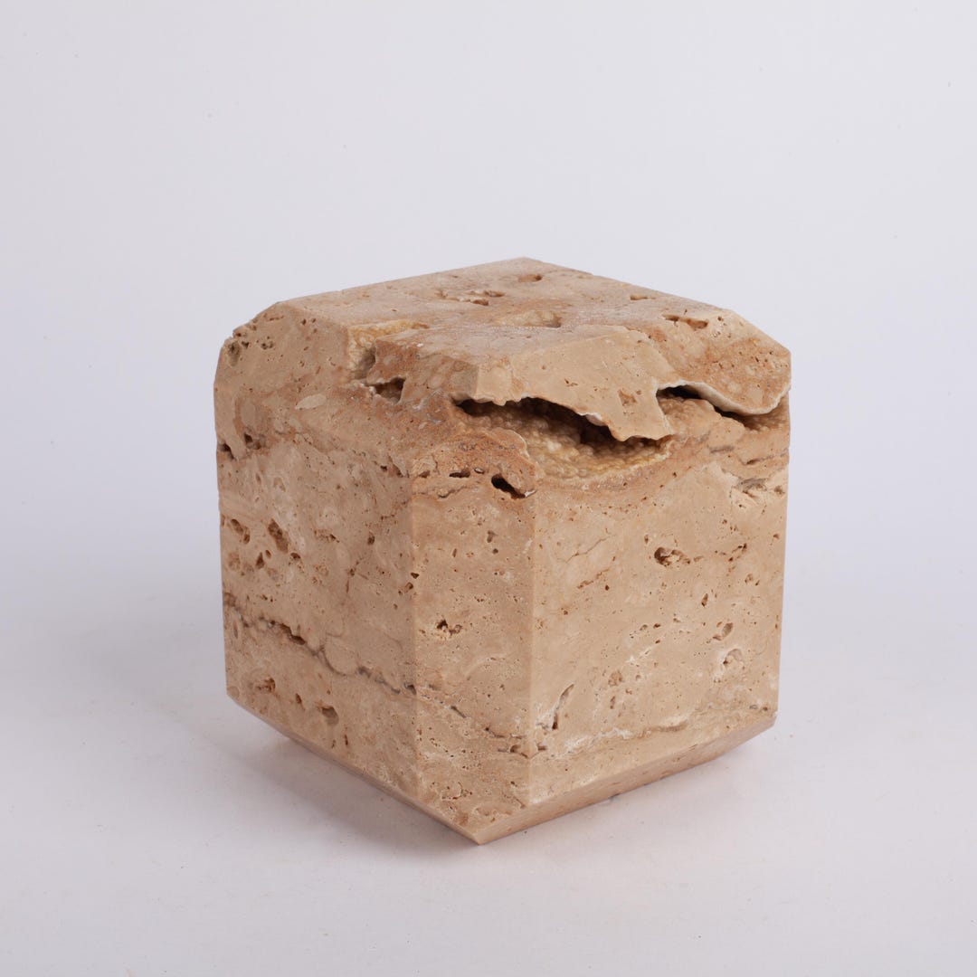 Beige Travertine Cube, 4" Inch Cube, Travertine Ornament, Marble ...